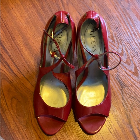 Guess | Shoes | Guess Red Patent Leather Sandals Size 8m | Poshmark